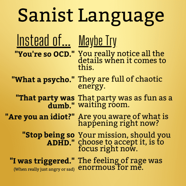 What sanist words do you often hear? | DisabiliTease Academy